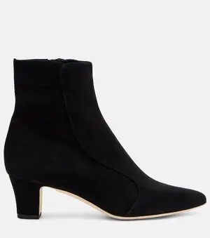 Manolo Blahnik Suede Pointed Toe Ankle Boots