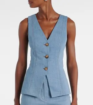 Veronica Beard Avalina Denim Vest - Blue