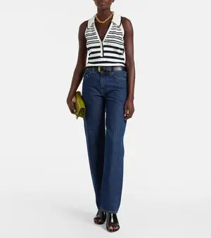 Veronica Beard Meera Striped Polo Top