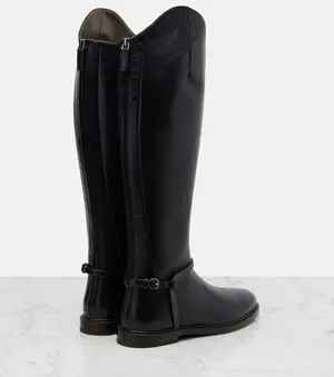 Brunello Cucinelli Monili Leather Knee-high Boots
