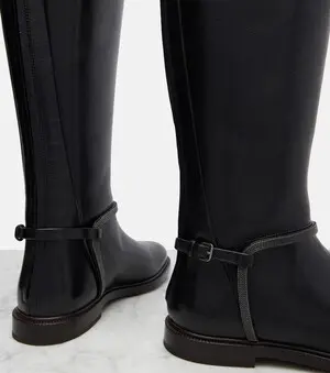 Brunello Cucinelli Monili Leather Knee-high Boots