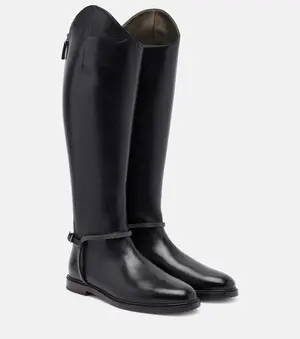 Brunello Cucinelli Monili Leather Knee-high Boots - Black