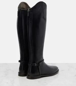 Brunello Cucinelli Monili Leather Knee-high Boots - Black