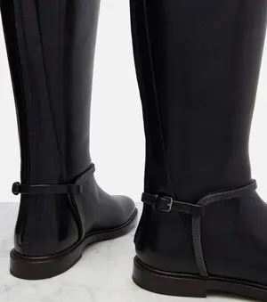Brunello Cucinelli Monili Leather Knee-high Boots - Black