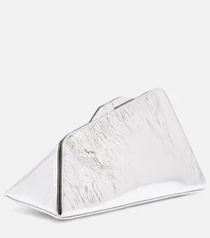 Attico Oversized Leather Clutch - Silver