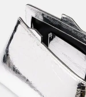 Attico Oversized Leather Clutch - Silver