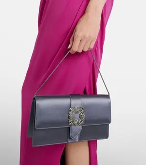 Manolo Blahnik Capri Embellished Satin Clutch - Blue