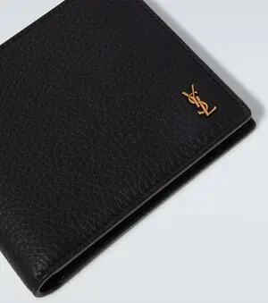 Saint Laurent Tiny Cassandre East/west Leather Wallet - Black