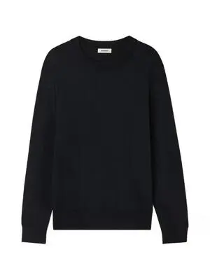 Sandro Fine Knit Crew Neck Sweater - Black