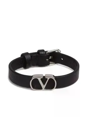 Valentino Garavani Vlogo Signature Leather Bracelet - Black