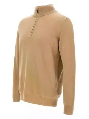 KANGRA Half-zip High-neck Wool Sweater - Neutrals
