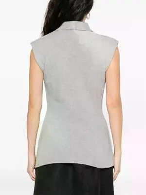 Sofie D'hoore Sleeveless Collared Wool Top - Grey