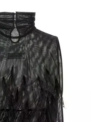 Attico Feather Embellished Sheer Mini Dress