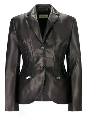 Magda Butrym Stitch Waist Leather Blazer