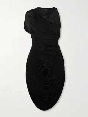 Christopher Esber Beach Glass Ruched Asymmetric Jersey Mini Dress - Black
