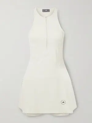Adidas By Stella McCartney Perforated Recycled Tennis Dress With Shorts - Neutrals