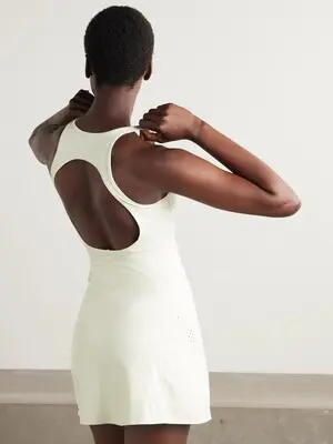 Adidas By Stella McCartney Perforated Recycled Tennis Dress With Shorts - Neutrals