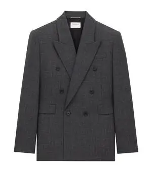 Saint Laurent Wool Double-breasted Jacket - Grey