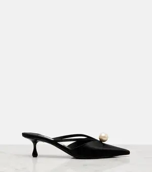 JIMMY CHOO Sana 50 Embellished Satin Mules - Black