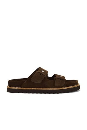 Jenni Kayne Suede Hutton Slide Sandal - Chocolate