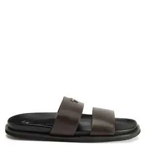 GIUSEPPE ZANOTTI Double-strap Leather Sandals - Brown