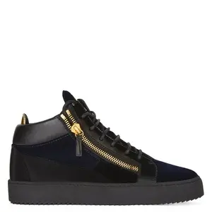 GIUSEPPE ZANOTTI Kriss Mid-top Velvet And Patent Leather Sneakers - Black