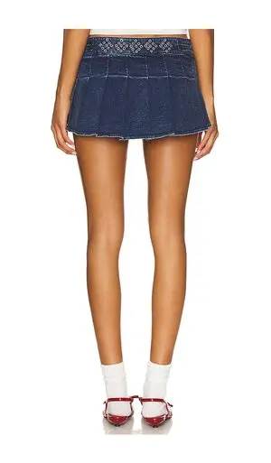 Miaou Reno Pleated Denim Mini Skirt