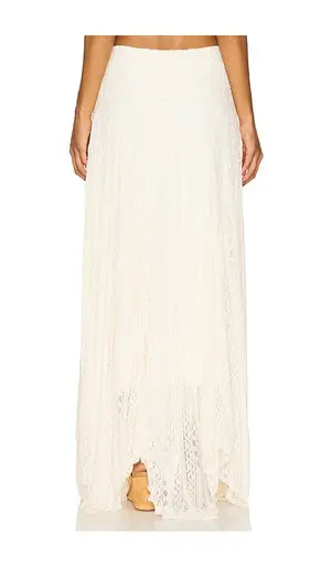 MORE TO COME Maxi Skirt With Lace Overlay And Asymmetric Hem - Ivory