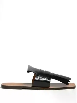 Marni Fringed Leather Flat Sandals