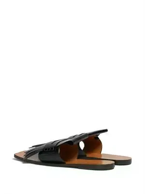 Marni Fringed Leather Flat Sandals