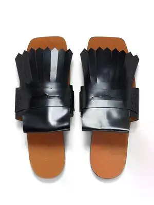 Marni Fringed Leather Flat Sandals