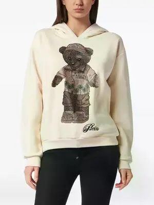 Philipp Plein Crystal Embellished Teddy Bear Hoodie - Neutrals