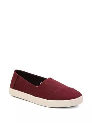 Toms Avalon Raisin Canvas Flat Sole Round Toe Sneakers - Red