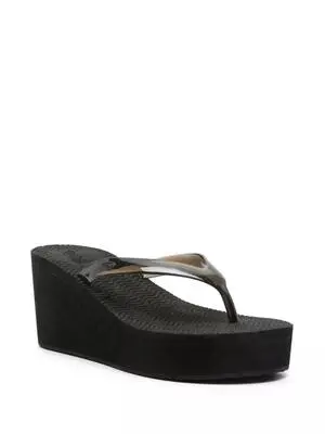 ANCIENT GREEK SANDALS Etheria Wedge Slides - Black