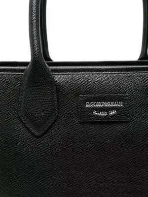 Emporio Armani Calf Leather Tote Bag - Black