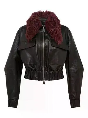 16Arlington Cie Leather Bomber Jacket With Shearling Collar