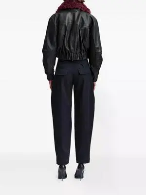 16Arlington Cie Leather Bomber Jacket With Shearling Collar