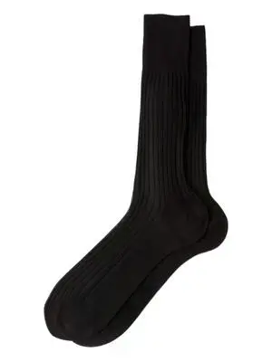 Prada Ribbed Cotton Mid-calf Socks - Brown