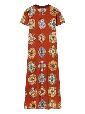 La DoubleJ Floral Print Midi Swing Dress - Red