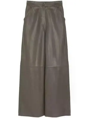 YVES SALOMON Yves Salomon Leather Wide-Leg Trousers Grey