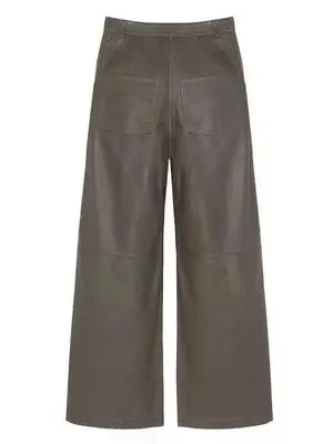 YVES SALOMON Leather Wide-leg Trousers - Grey