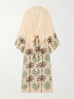 Johanna Ortiz Boa Whisper Belted Printed Linen Coverup - Multi