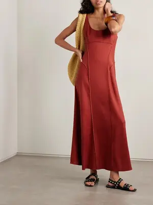Adam Lippes Shay Paneled Stretch-canvas Midi Dress