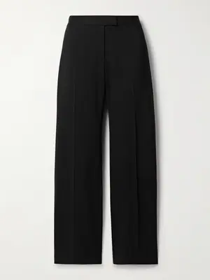 Khaite Callen Crepe Straight-leg Wool-blend Trousers - Black
