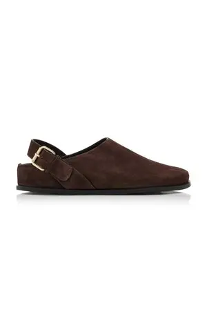 A.emery Louis Suede Buckled Clogs - Brown