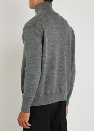JIL SANDER Melange Wool Zip-up Cardigan