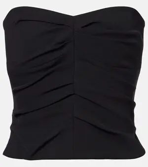 THE SEI Ruched Crepe Tube Top - Black