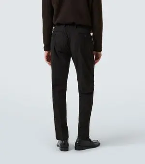 Zegna Cotton-blend Slim Fit Trousers - Black