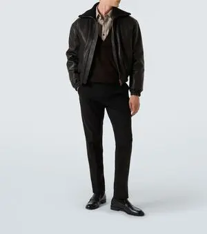 Zegna Cotton-blend Slim Fit Trousers - Black