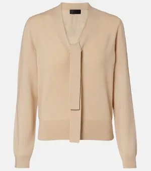 NILI LOTAN Cashmere Tie Detail Sweater - Beige
